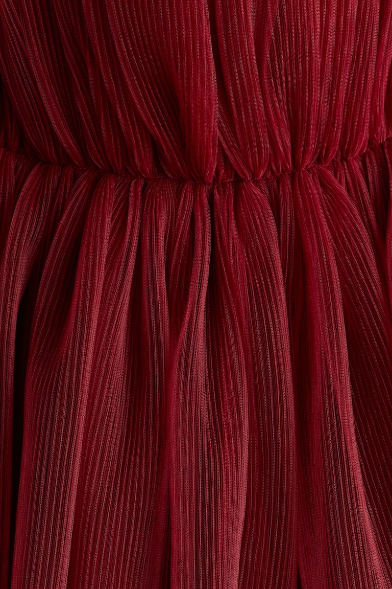 Pleated Tulle Bandeau Top - Dark red - Ladies | H&M US