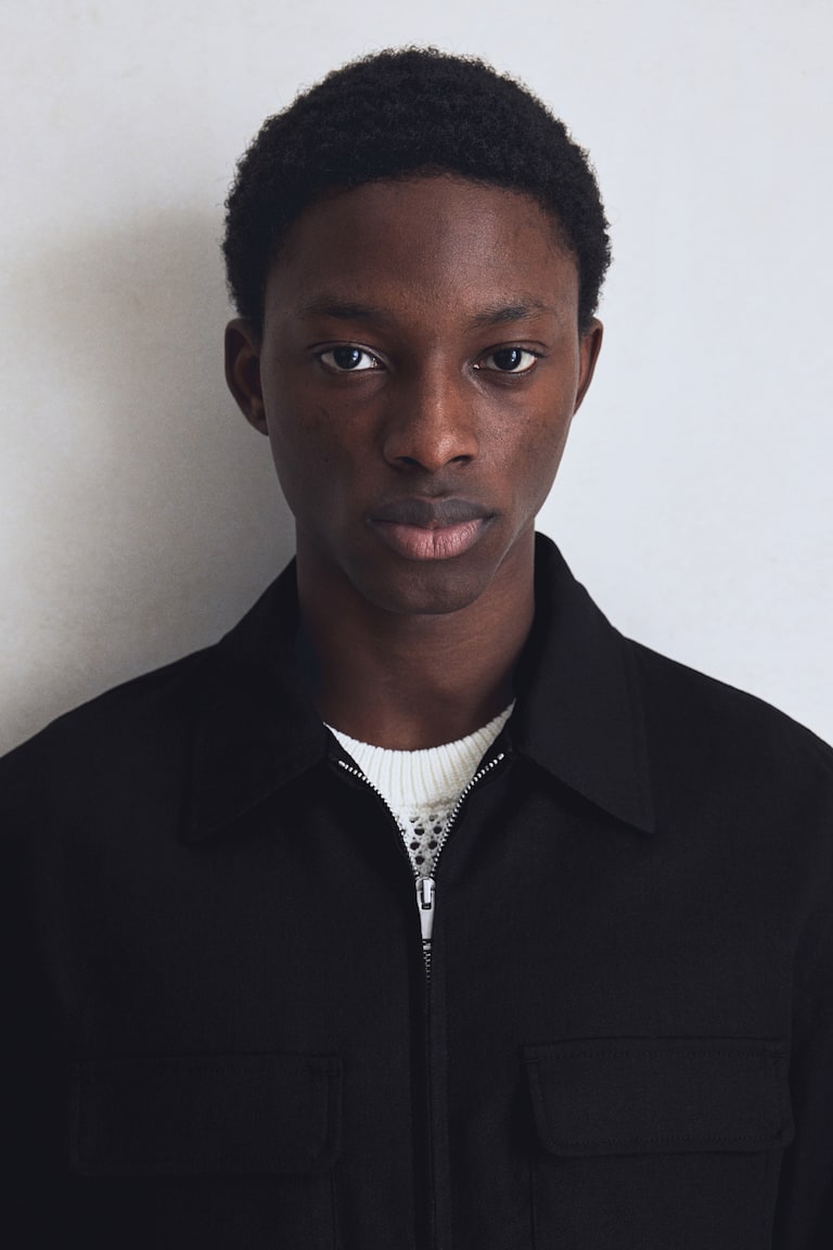 Men’s Black Regular-Fit Linen-Blend Shacket | H&M CA