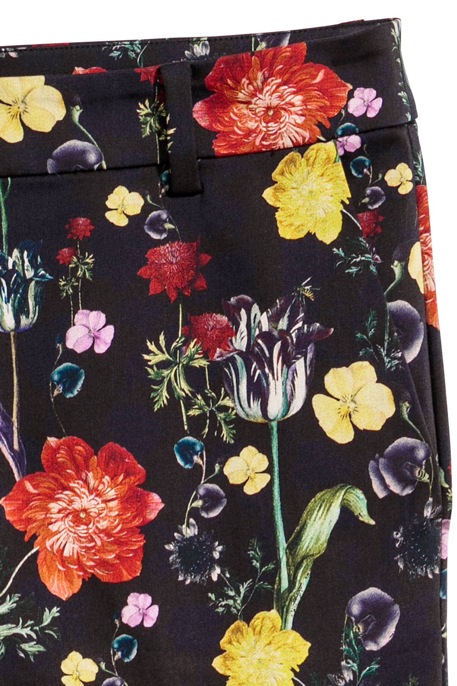 Patterned Slacks - Regular waist - Black/large floral - Ladies | H&M CA