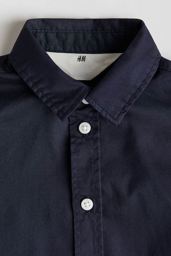 Navy blue Long-sleeved Cotton Shirt for kids | H&M US