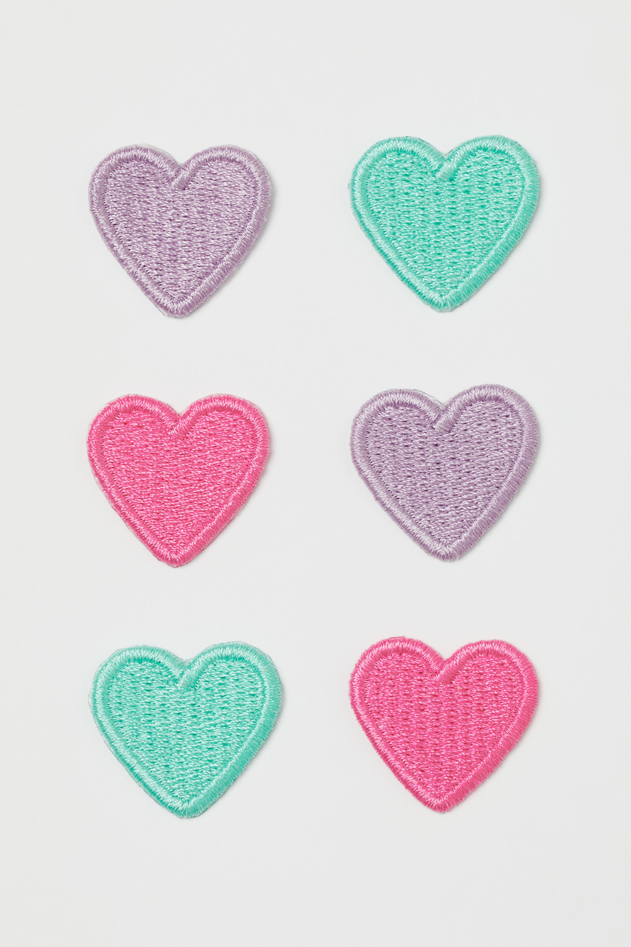 6-pack Small Heart-theme Repair Patches - Turquoise/pink/purple - Men ...