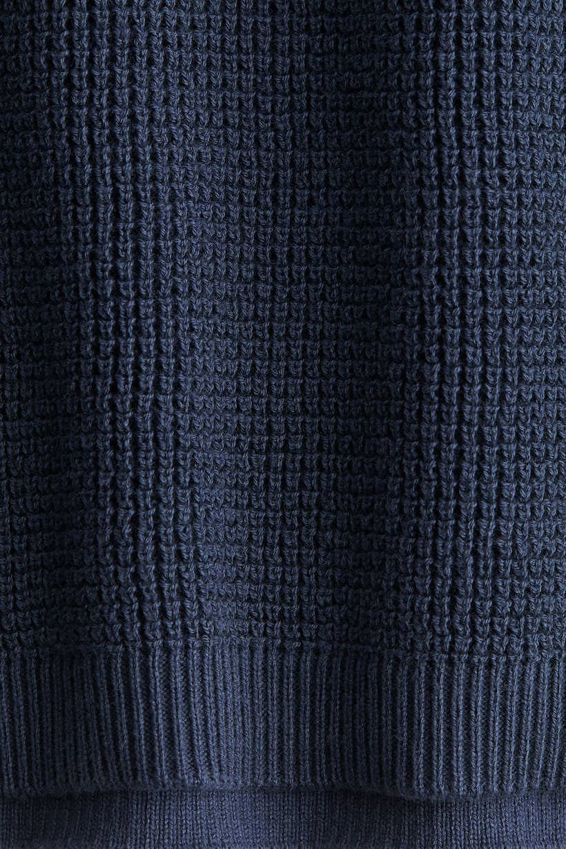 Suéter Henley en tejido gofrado - Azul oscuro - Kids | H&M MX