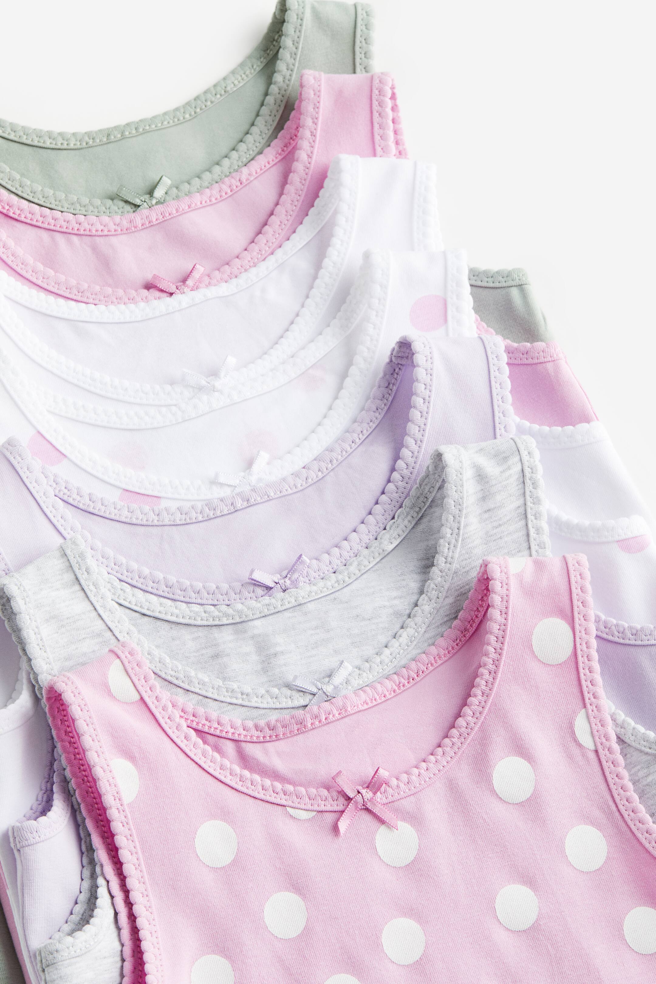 7-pack cotton vest tops - Dusty green/Pink/White - Kids | H&M GB