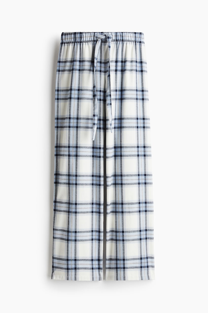 Flannel Pajama Pants - White/blue plaid - Ladies | H&M US