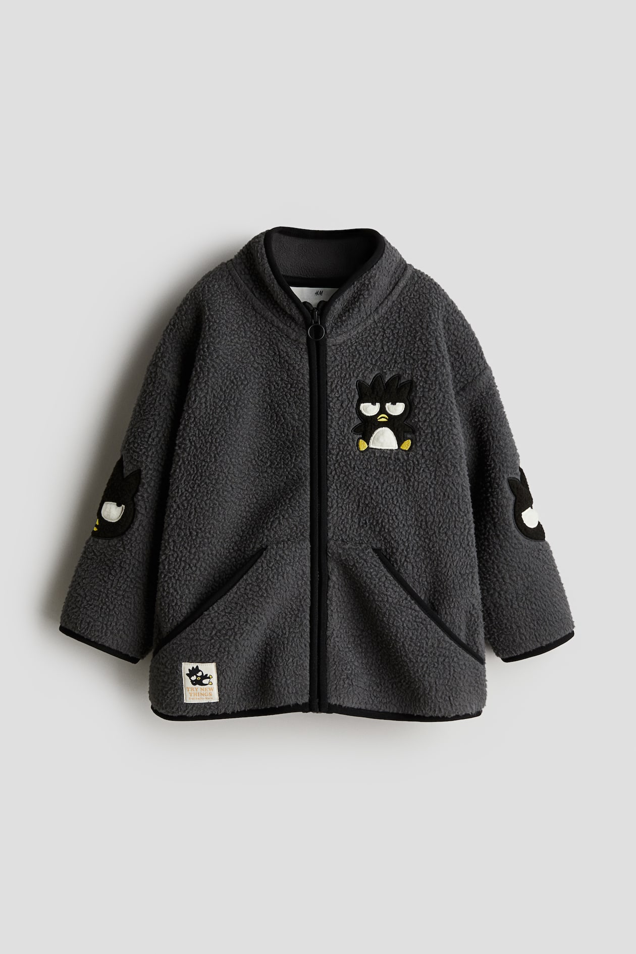 Appliquéd Teddy Fleece Jacket - Dark gray/Bad Badtz-Maru - Kids | H&M US