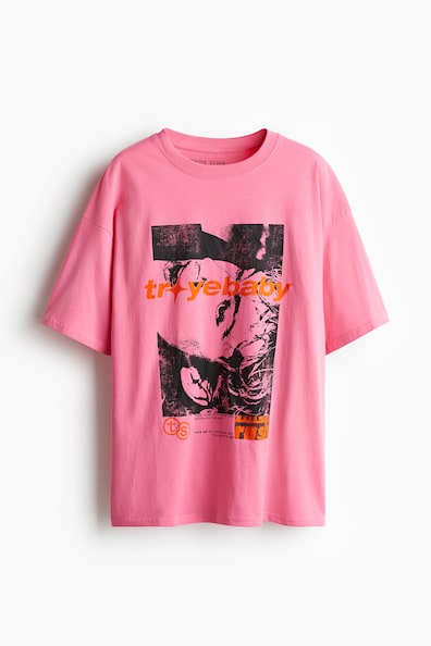 Women's Pink/Troye Sivan Oversized Printed T-Shirt | H&M US
