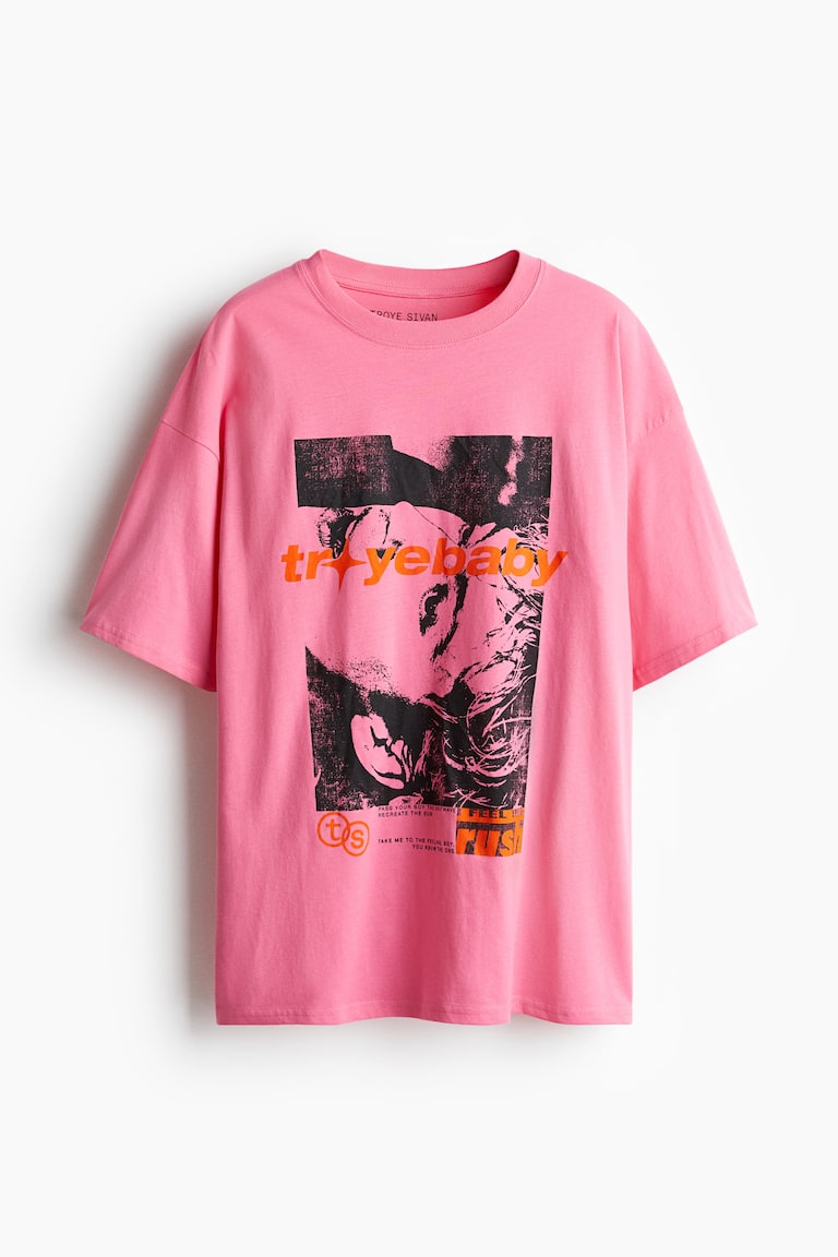 Women's Pink/Troye Sivan Oversized Printed T-Shirt | H&M US