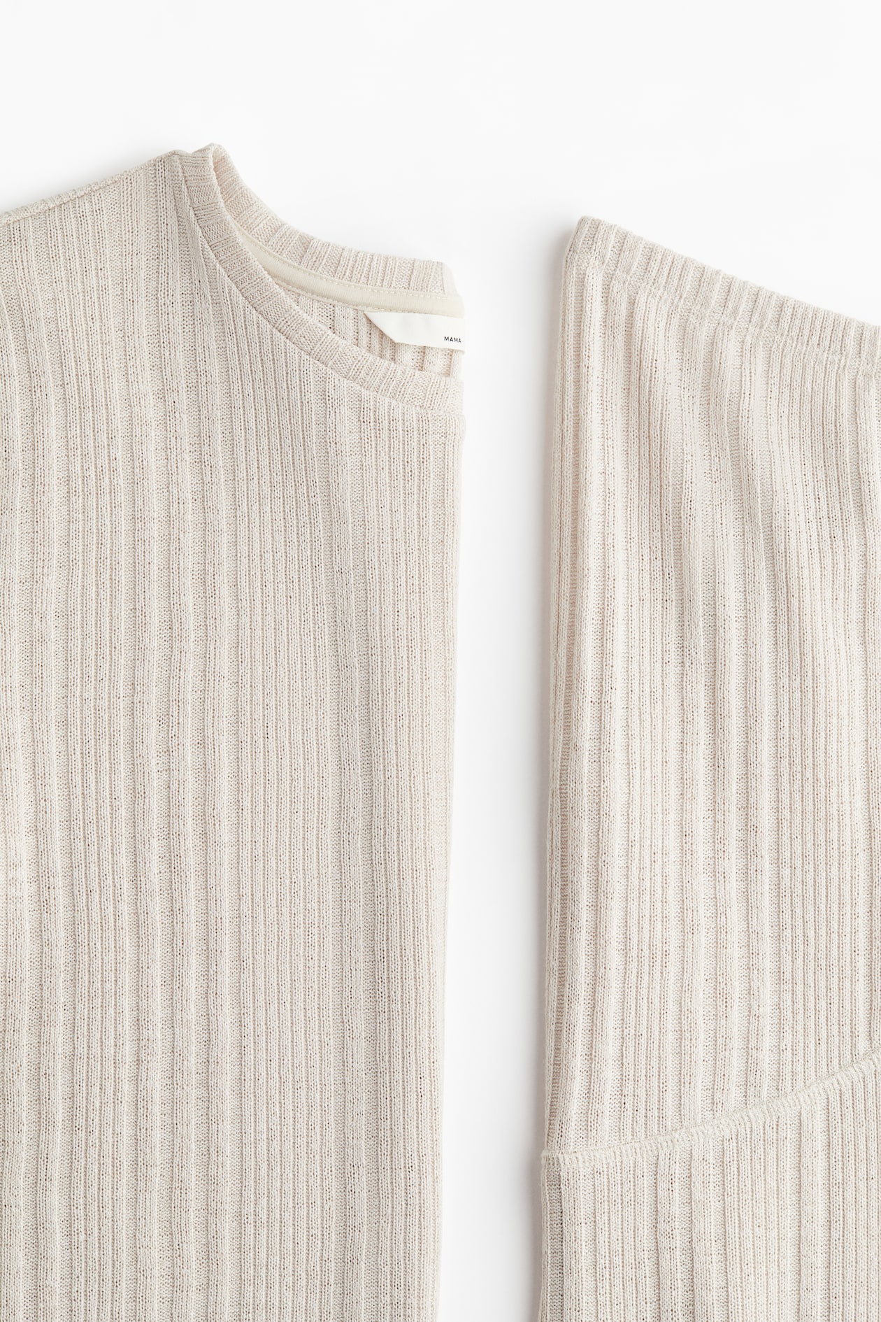 MAMA 2-Piece Rib-Knit Set - Light beige - Ladies | H&M US