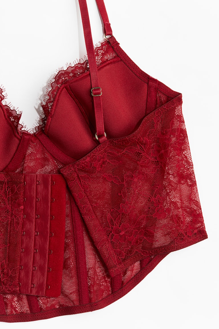 Padded-Cup Lace Bustier - Dark red - Ladies | H&M US