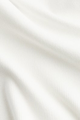 Flutter-sleeved rib-knit top - Cream - Ladies | H&M GB