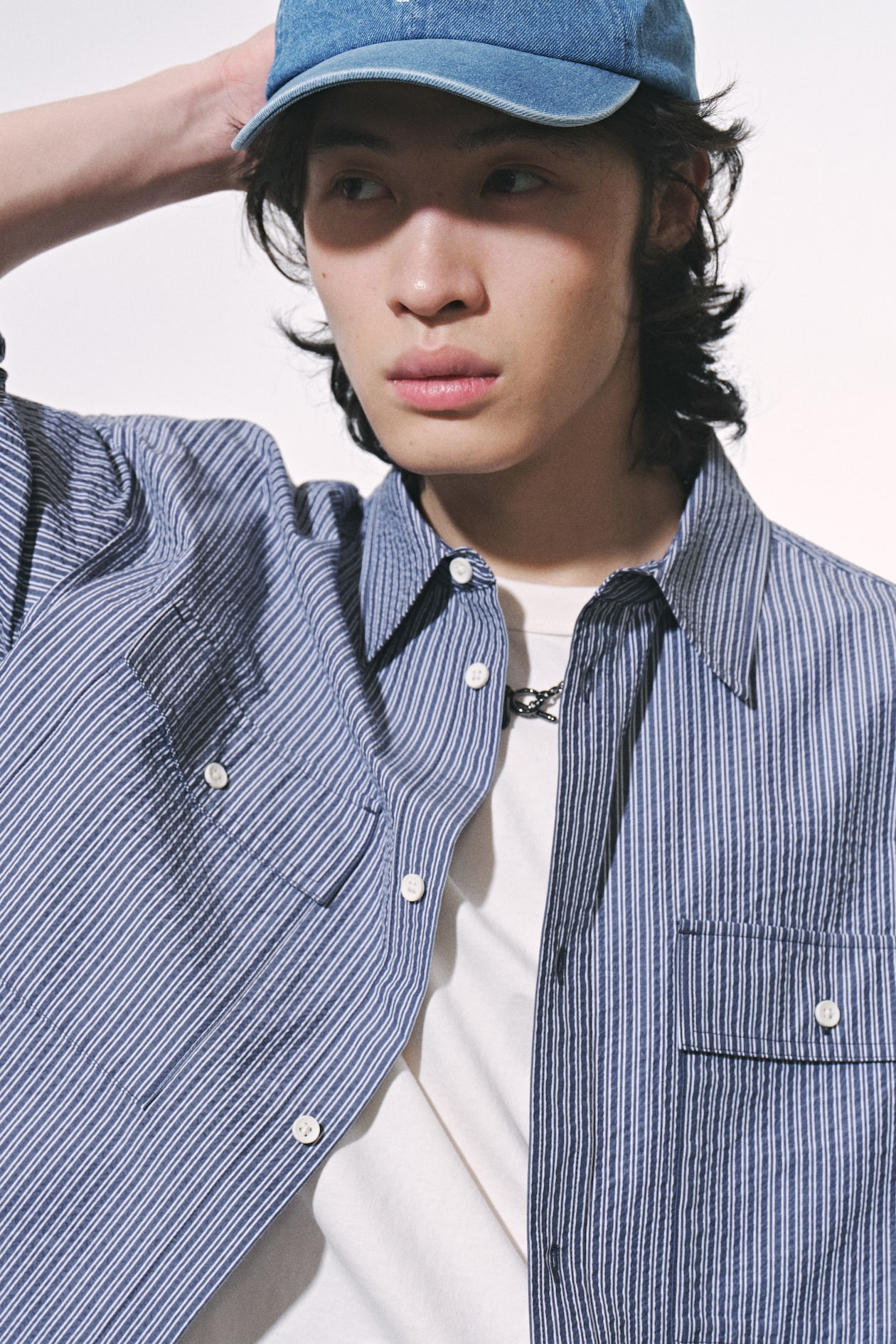 Loose-Fit Short-Sleeved Shirt - Dark blue/striped - Men | H&M PH