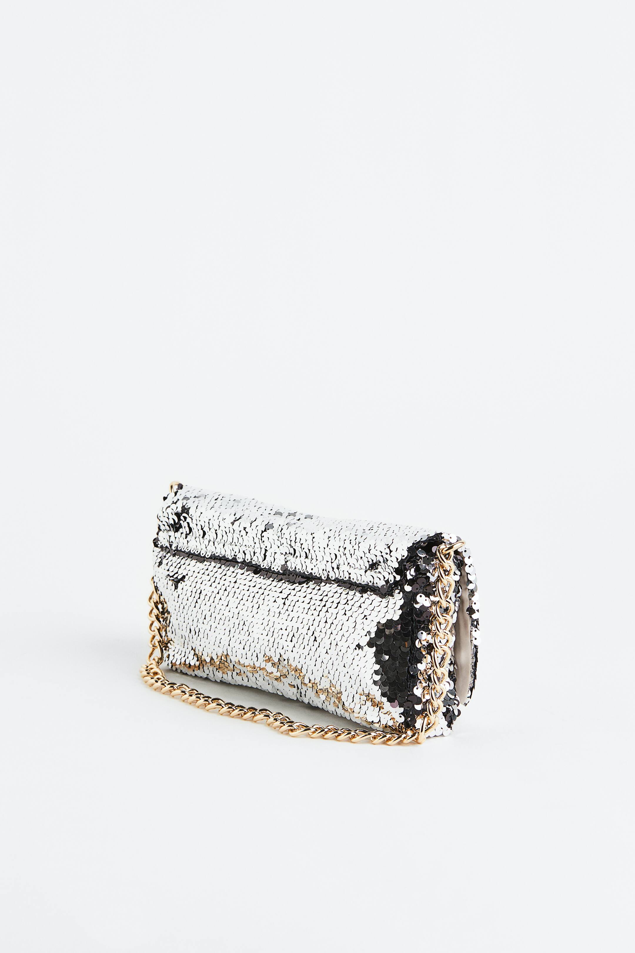 Schultertasche mit Pailletten - Silberfarben - Ladies | H&M AT