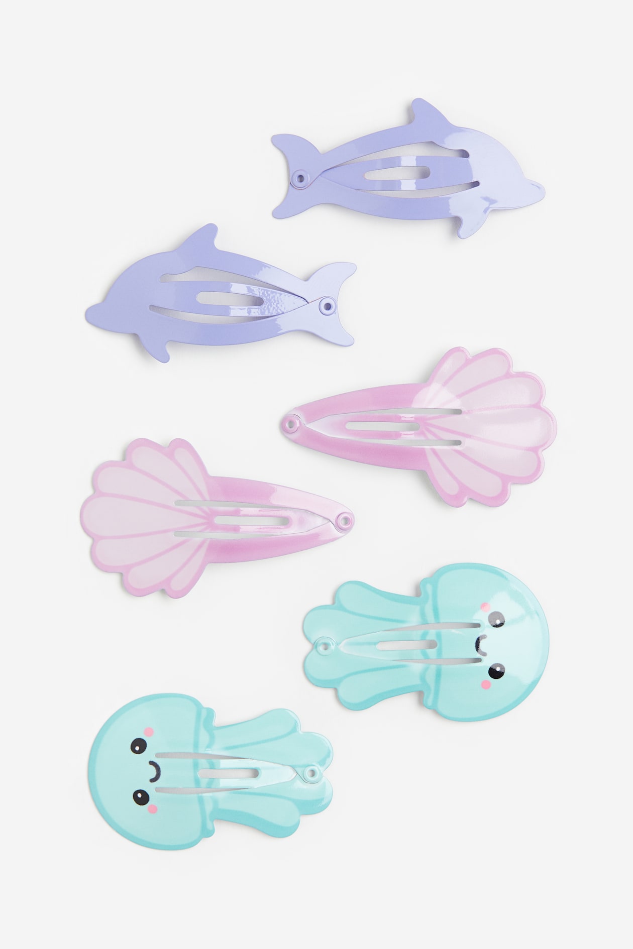 Turquoise/Sea creatures 6-pack hair clips for kids | H&M IN