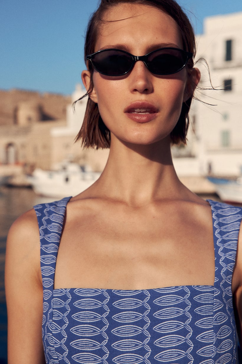 - リボンバックワンピース - ブルー／パターン - レディース | H&M JP