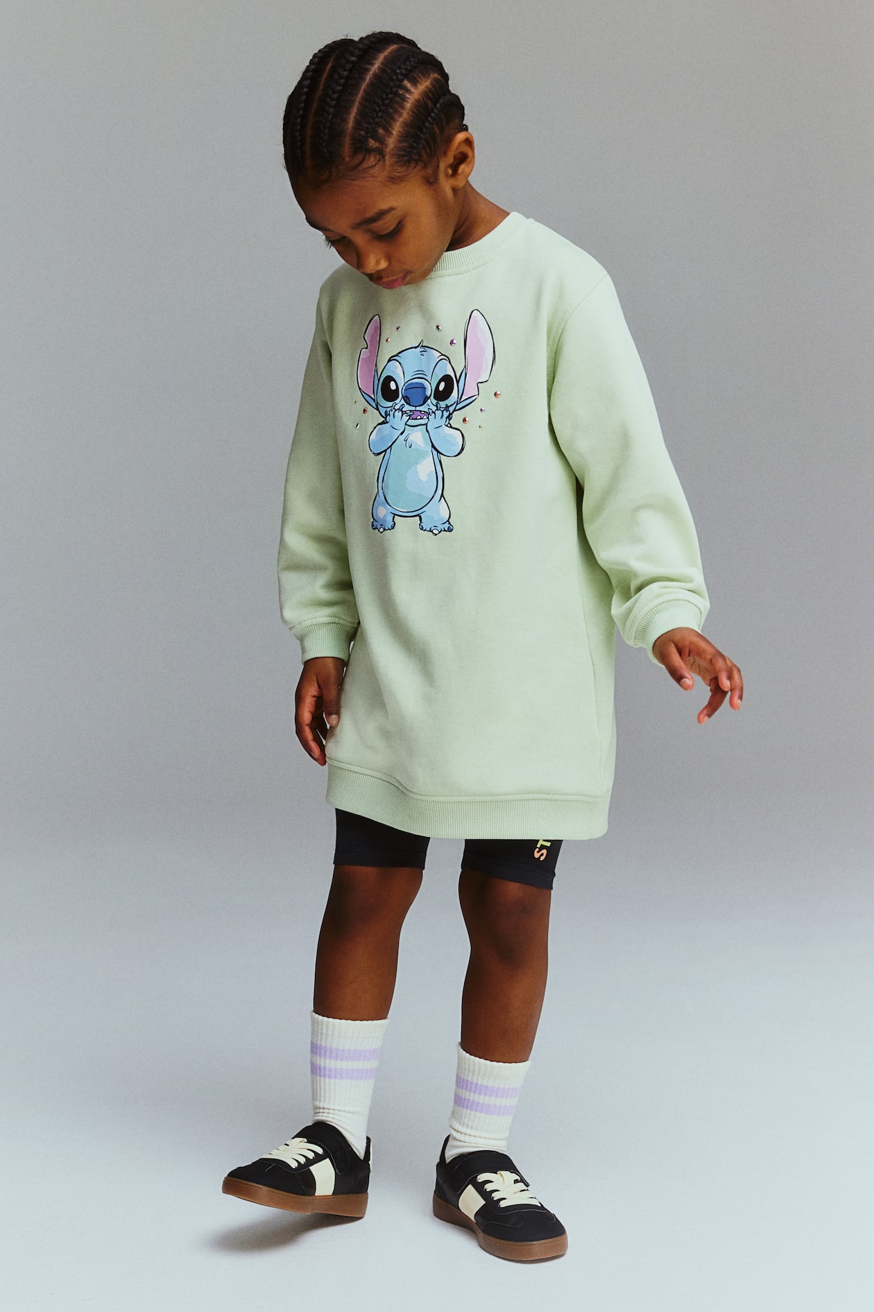 Sukienka dresowa z nadrukiem - Miętowozielony/Lilo i Stitch - Dziecko | H&M PL