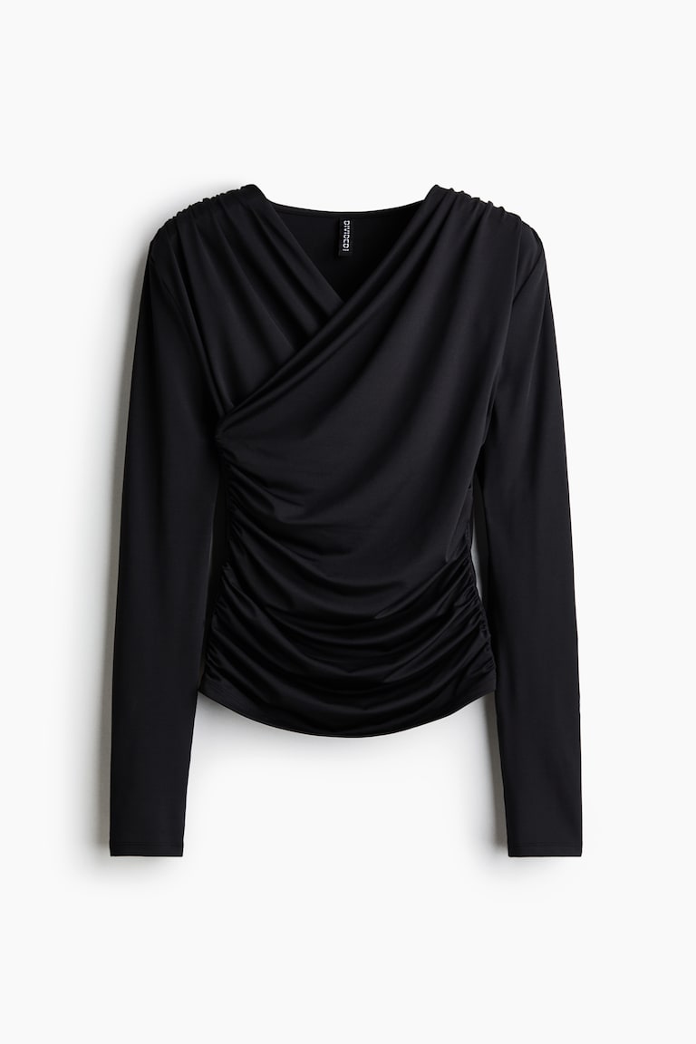 Top drapeado de punto - Negro - Ladies | H&M MX