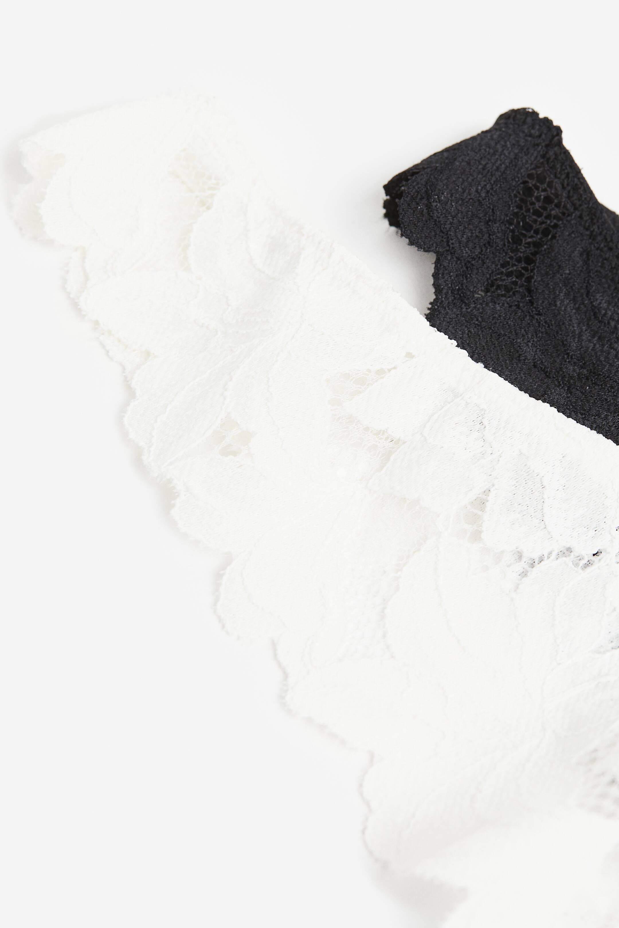 레이스 Thong 팬티 2피스 세트 - 블랙/화이트 - 여성 | H&M KR