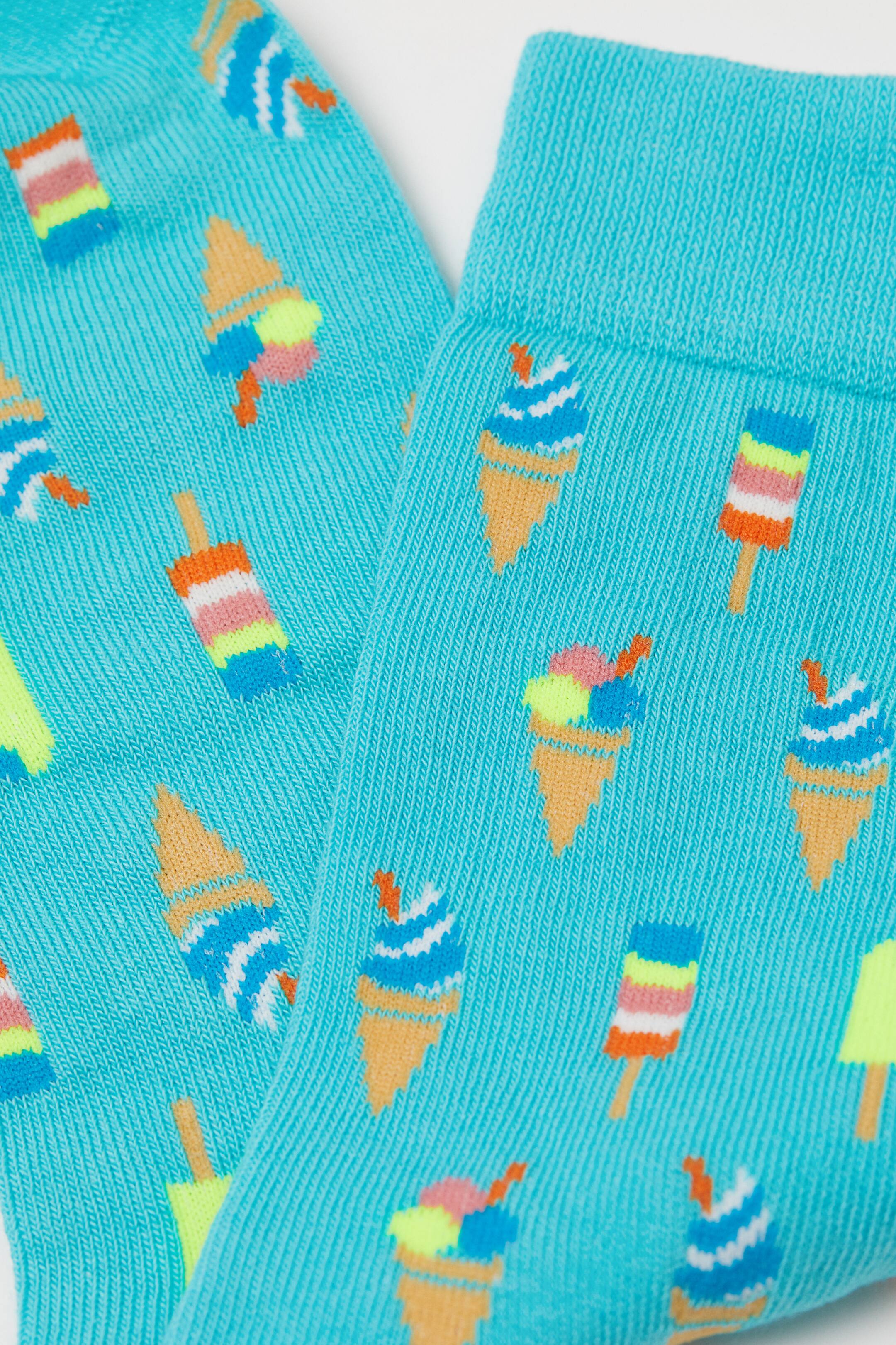 Patterned socks - Turquoise/Ice creams - Men | H&M GB