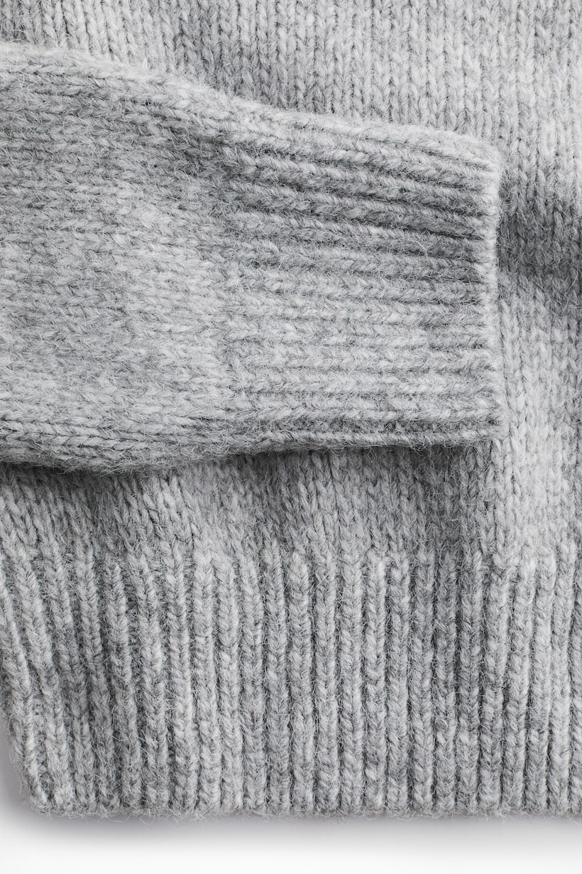 Women's Gray melange V-Neck Sweater - Loose fit - Regular length - Long ...