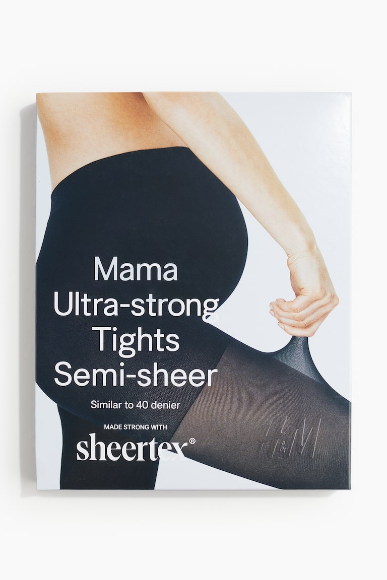 Women's Black MAMA Sheertex® Ultra-Strong Semi-Sheer Tights | H&M US