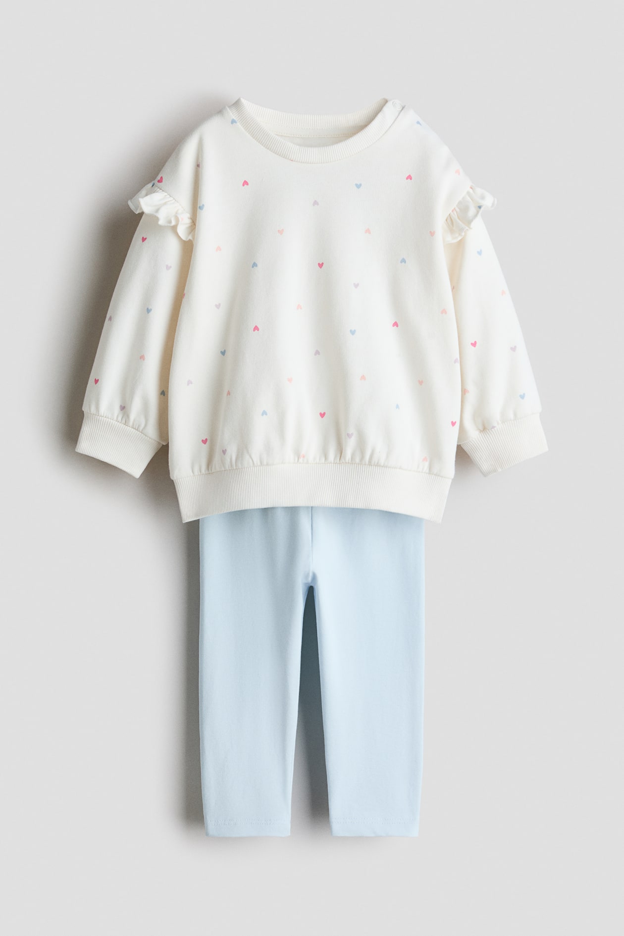 2-piece Sweatshirt and Leggings Set - Light blue/hearts - Kids | H&M US
