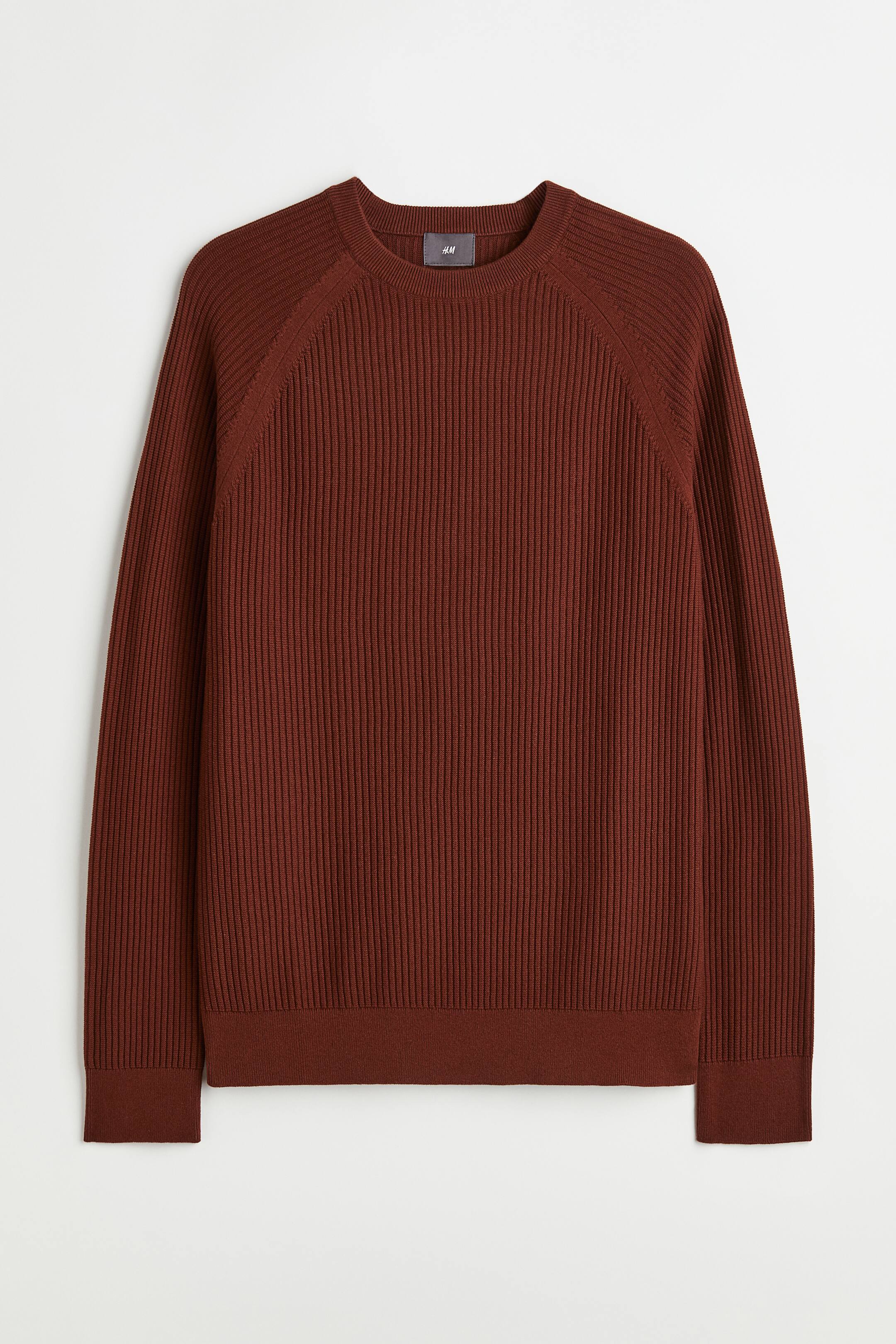 Knitted jumper Muscle Fit - Rust brown - Men | H&M PH
