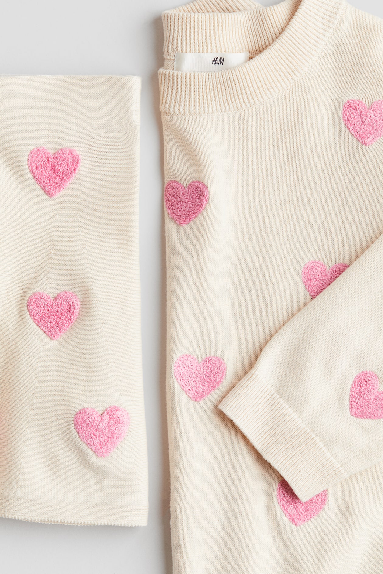 White/Hearts 2-piece fine-knit cotton set for kids | H&M GB