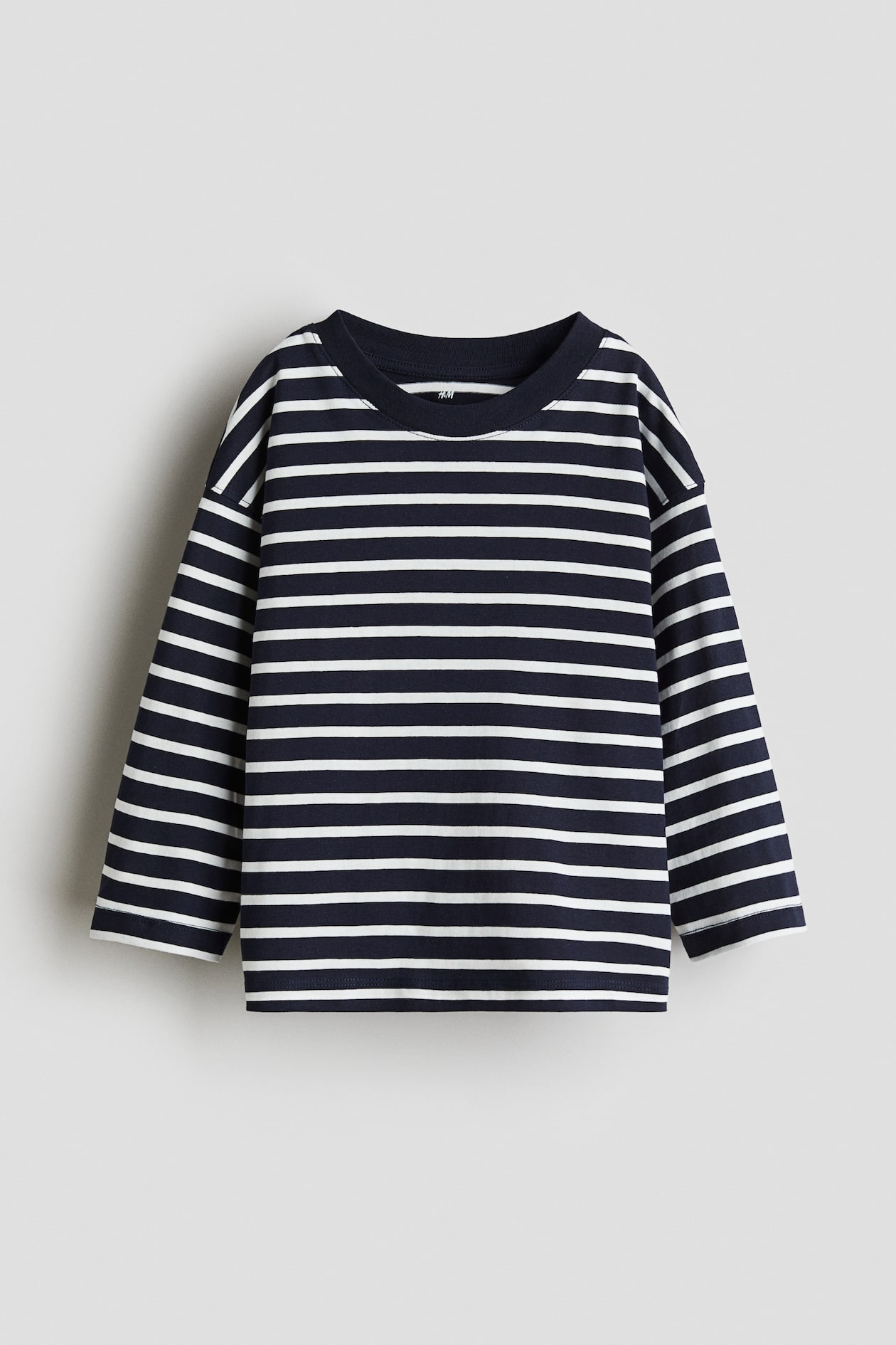 Navy blue/white striped Long-Sleeved Cotton T-Shirt for kids | H&M US