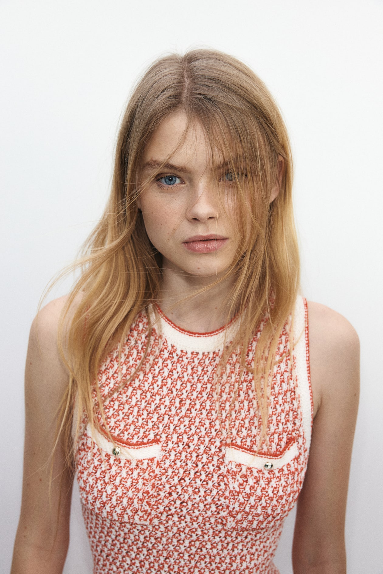 Women's Orange/patterned Pocket-Detail Textured-Knit Dress | H&M CA