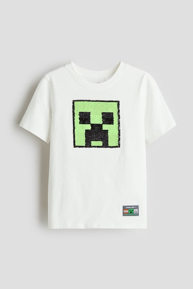 Flip-sequin T-shirt - White/Minecraft - Kids | H&M US