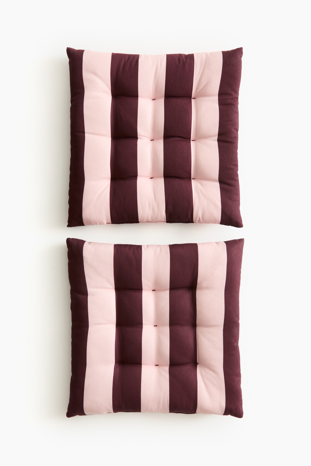Burgundy/pink striped 2-Pack Square Seat Cushions at H&M Home | H&M US