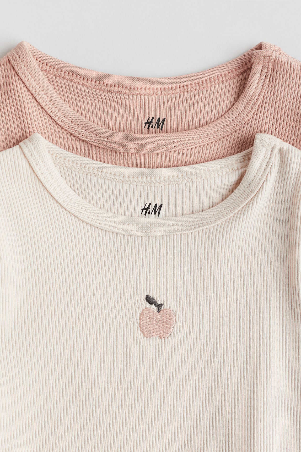2-pack long-sleeved bodysuits - Light pink/Apple - Kids | H&M