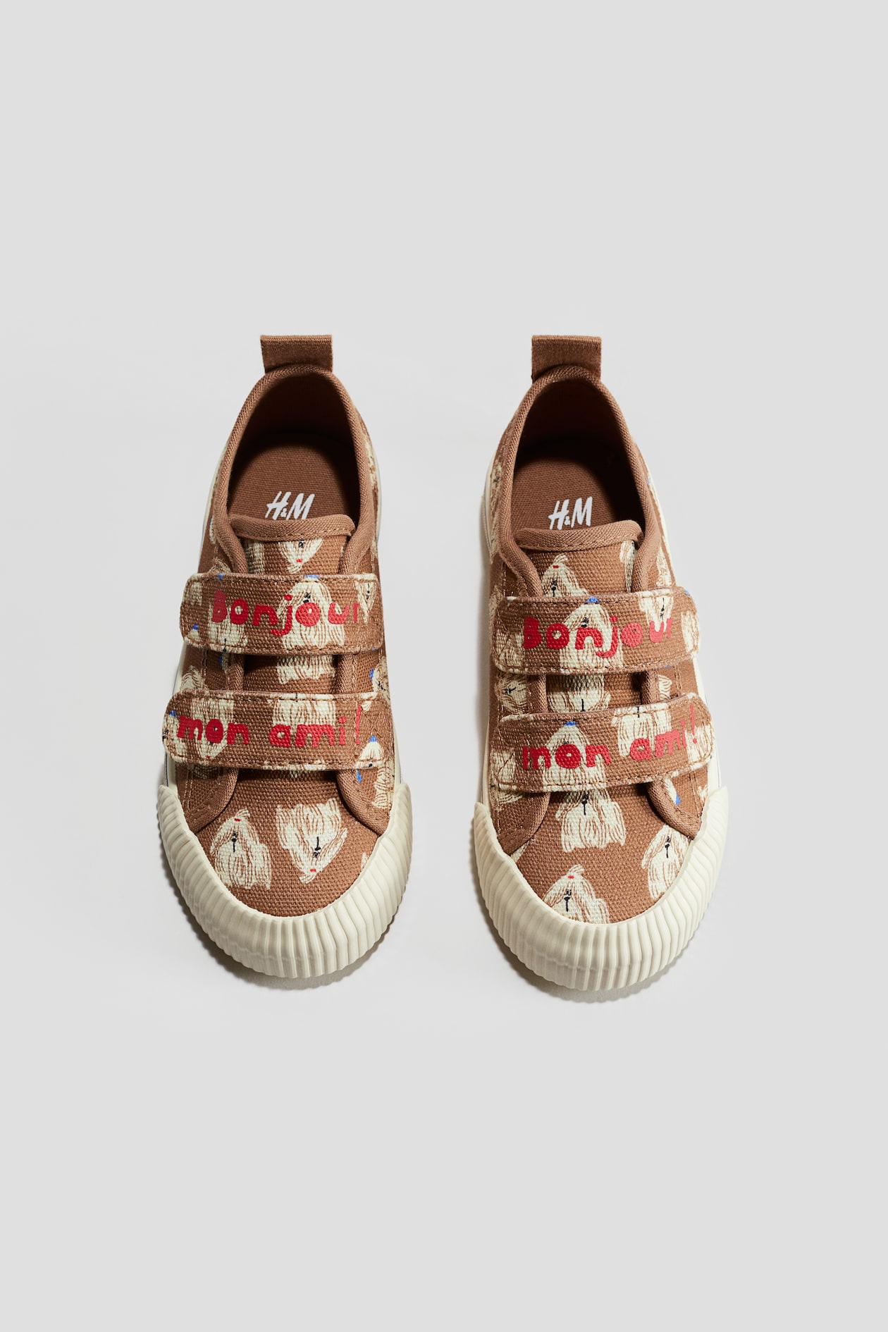 Brown/Bonjour Mon Ami Canvas Sneakers for kids | H&M US