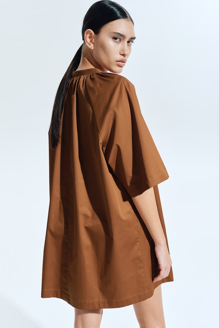 Women's Brown A-Line Cotton Dress | H&M CA