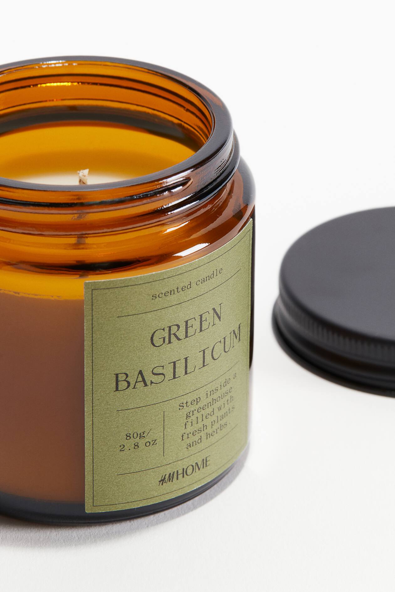 Small Scented Candle in Glass Holder - Green Basilicum - Home All | H&M US