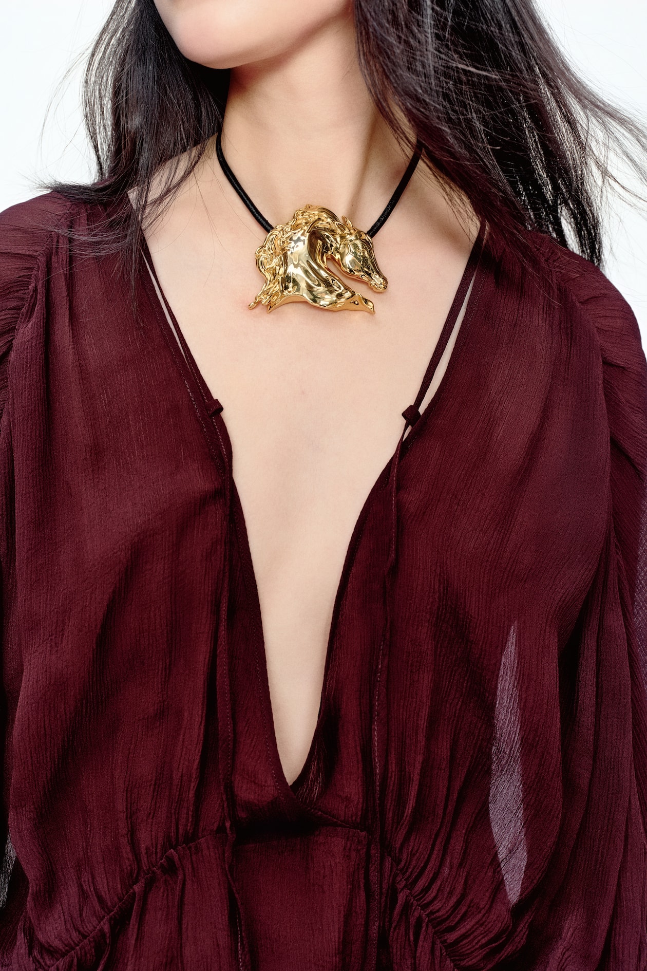 Women's Black/Gold colour Leather Cord Necklace | H&M AU