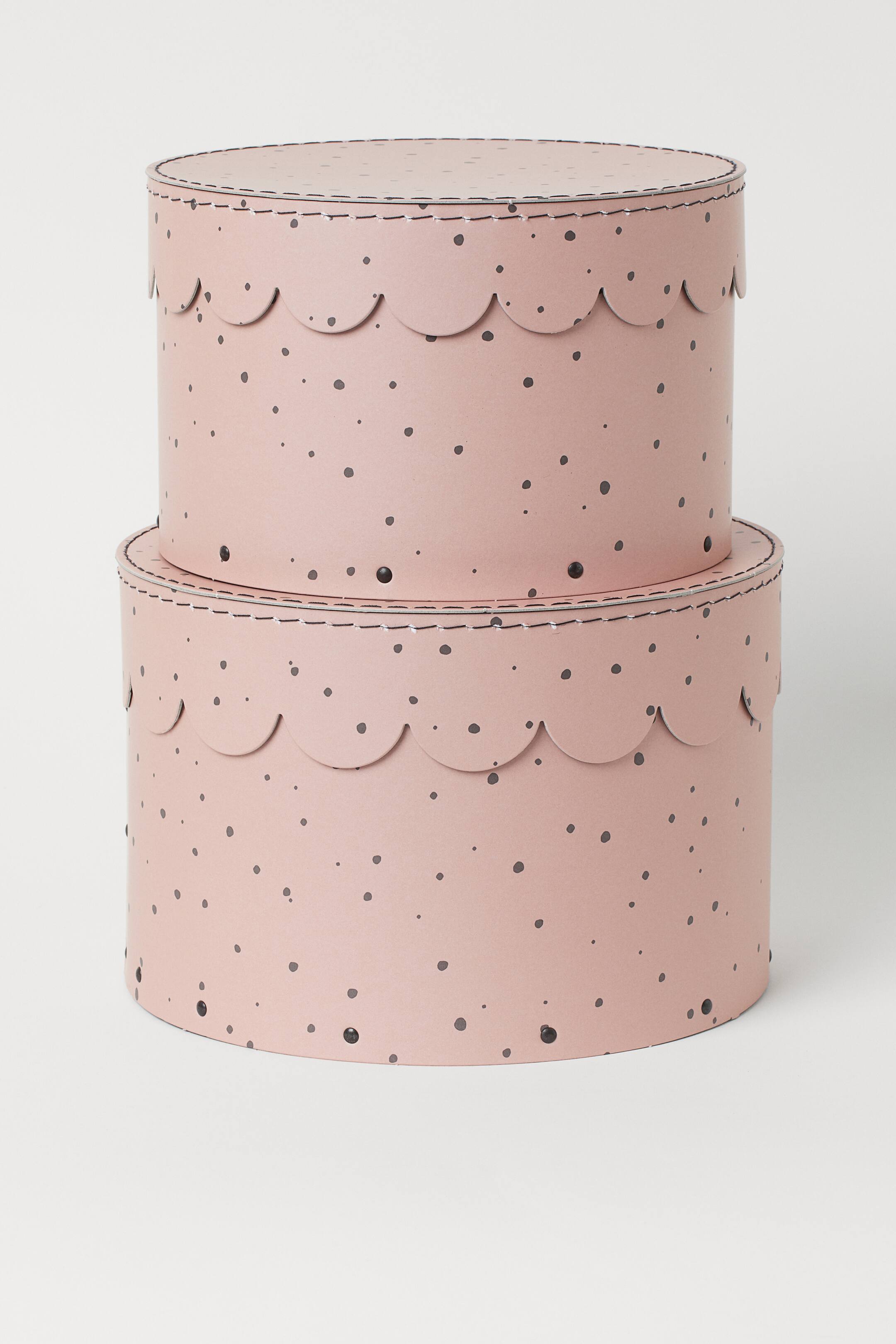 2-pack Round Storage Boxes - Dusky pink/dotted - Home All | H&M CA