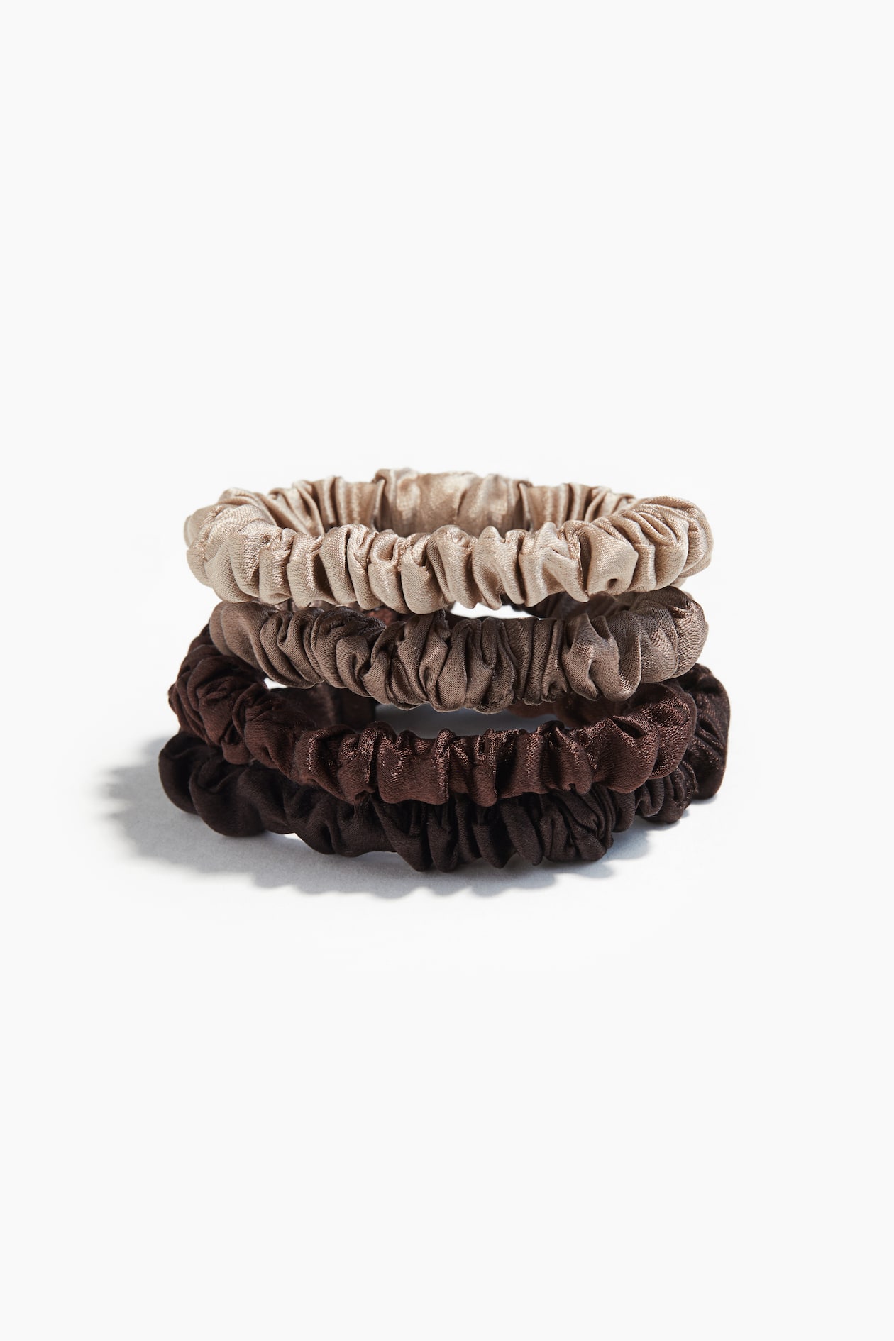 4-pack silk scrunchies - Dark brown/Dark beige - Ladies | H&M IE