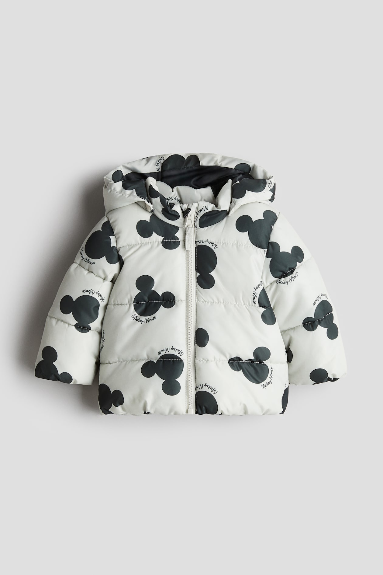 Light gray/Mickey Mouse Appliquéd Puffer Jacket for kids - Regular | H&M CA