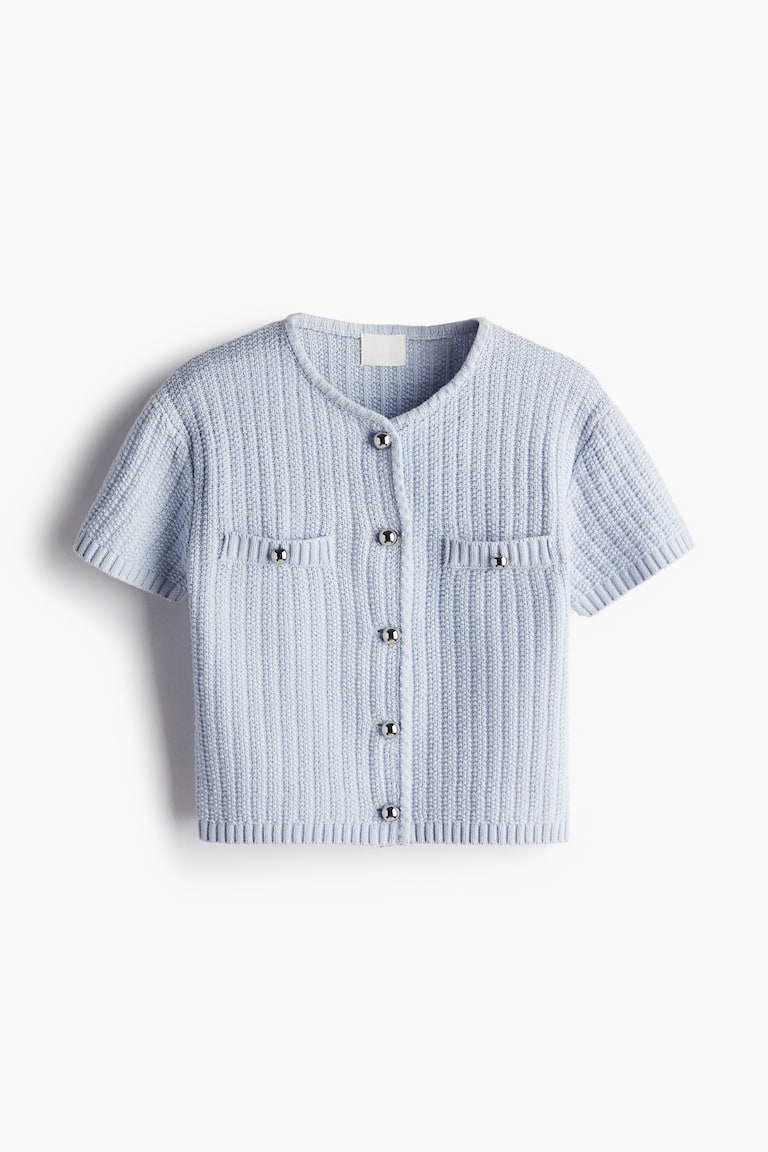 Structured-knit cardigan - Light blue - Ladies | H&M GB