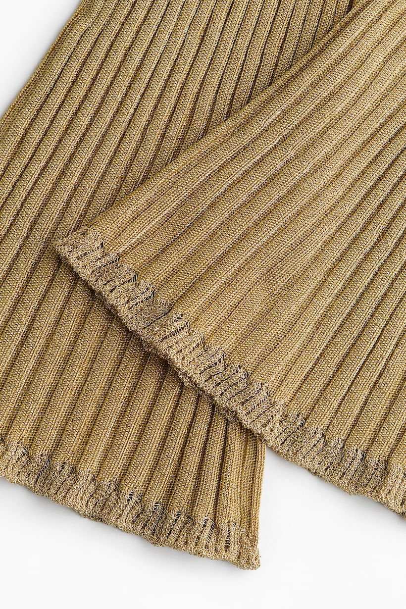 Women's Gold-colored Glittery Rib-Knit Pants | H&M CA