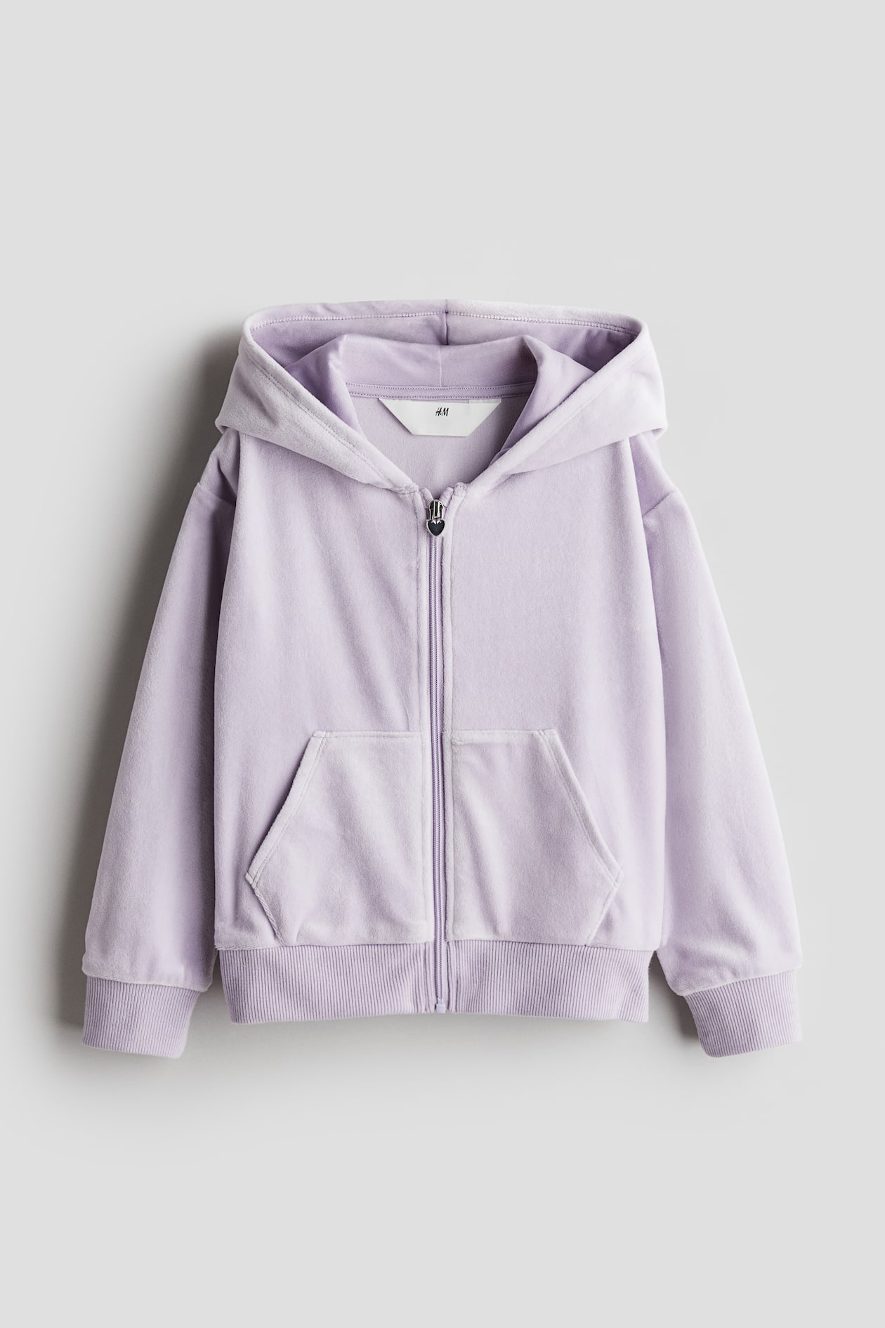 Light purple Velour zip-through hoodie for kids | H&M MY