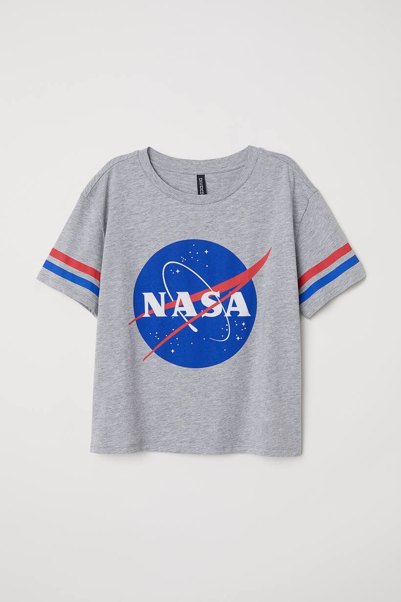 T-shirt - Short sleeve - Grey marl/NASA - Ladies | H&M GB