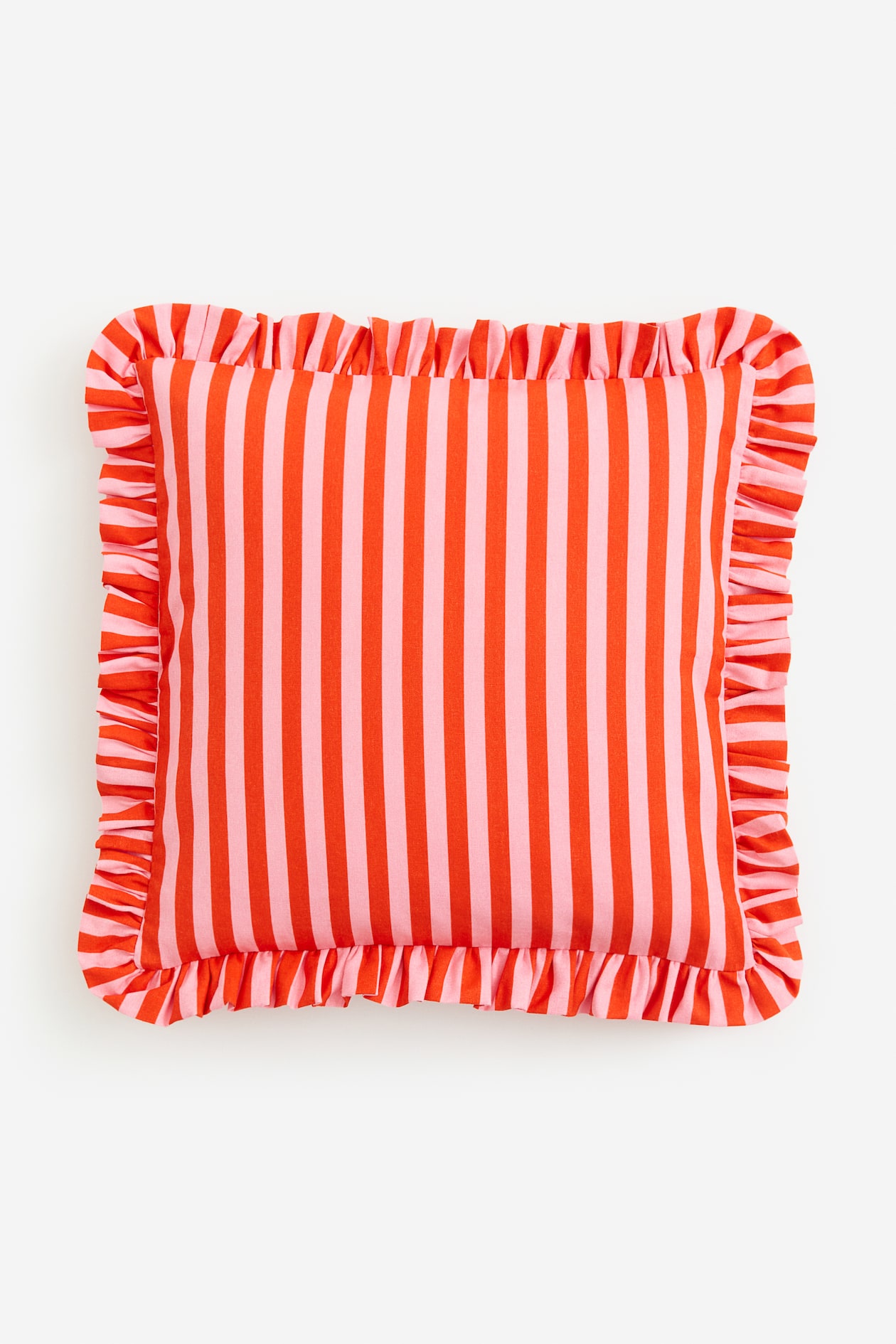 Ruffle-trimmed Cushion Cover - Orange/striped - Home All | H&M US