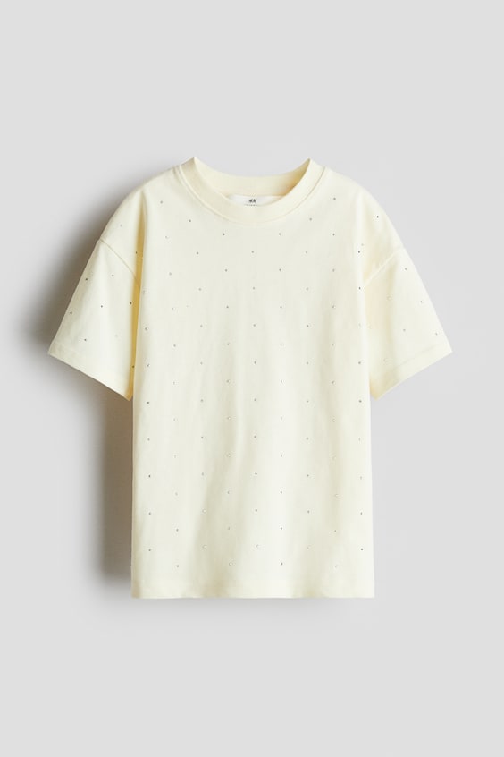 Light yellow Rhinestone-Embellished T-Shirt for kids | H&M US