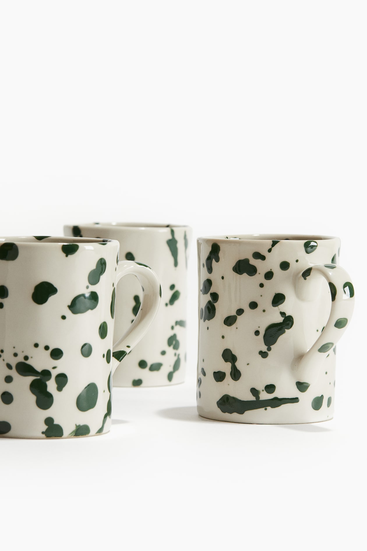 Speckled-glaze Stoneware Mug - Natural white/dark green - Home All | H&M US
