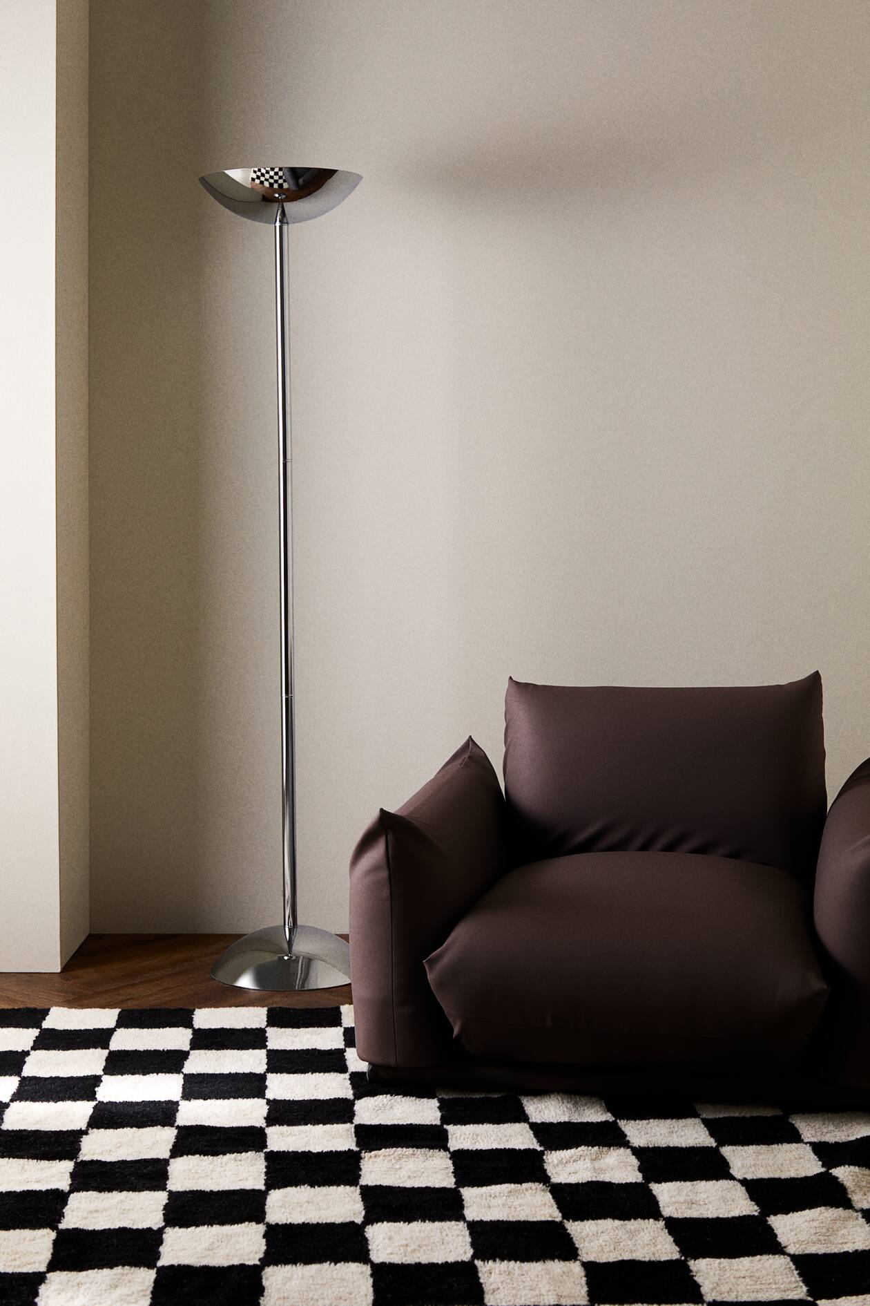 Silver-coloured Chrome-finish floor uplighter at H&M Home | H&M GB