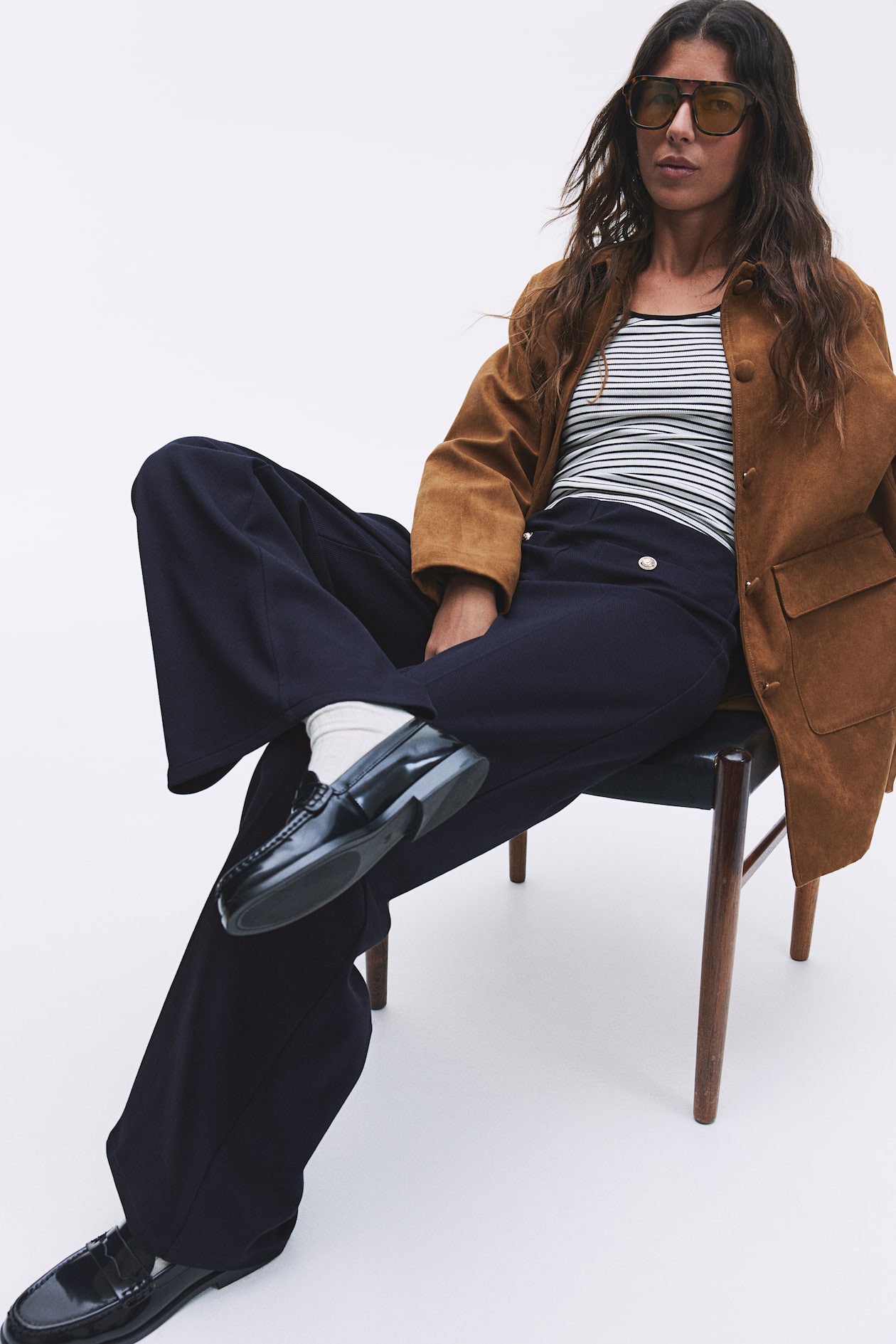 Szerokie spodnie - Granatowy - ONA | H&M PL