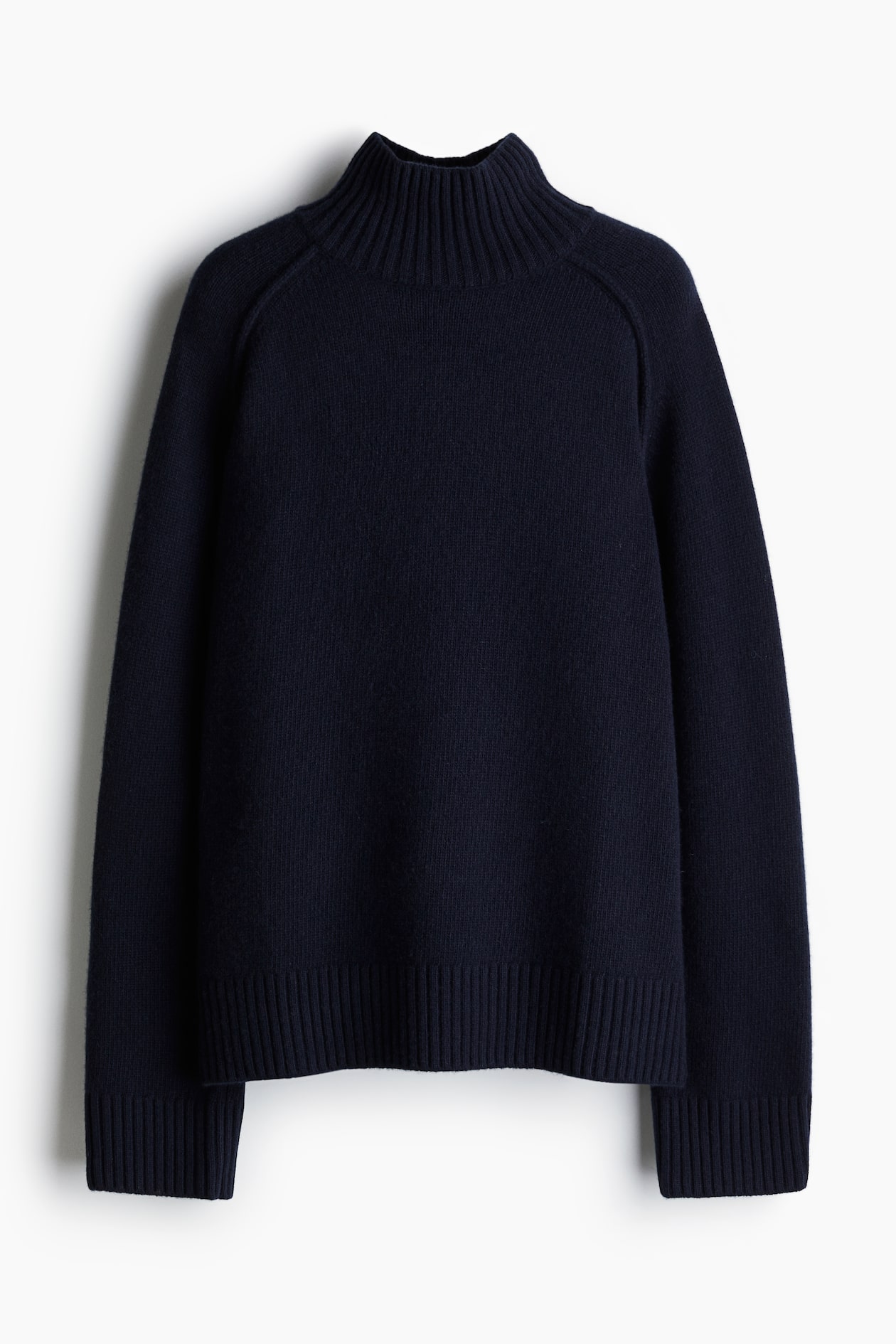 Cashmere-Blend Mock Turtleneck Sweater - Navy blue - Ladies | H&M US