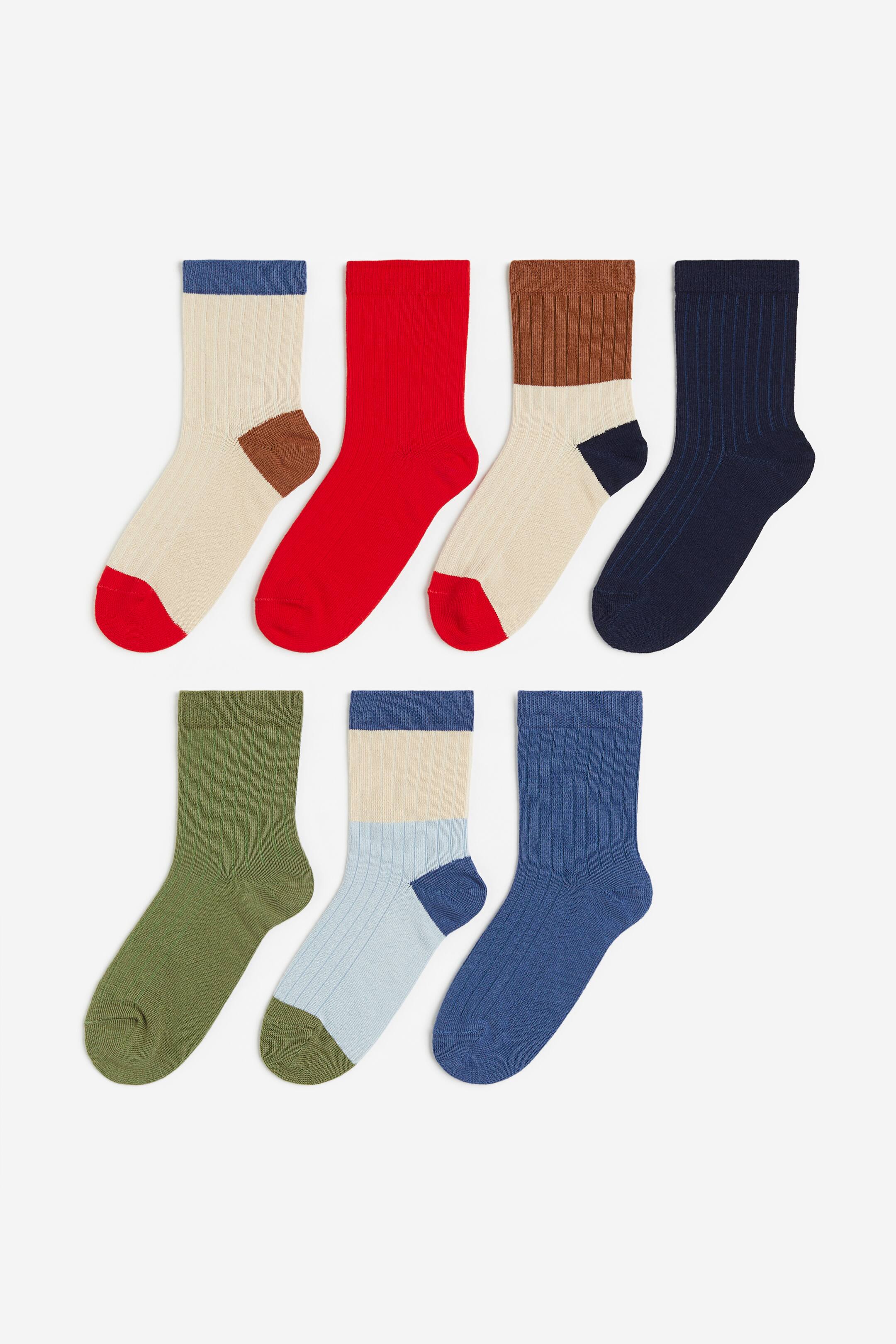 7-pack Patterned Socks - Light beige/red - Kids | H&M US